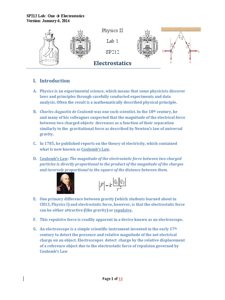 Electrostatic Lab Report | PDF | Electric Charge | Electrostatics