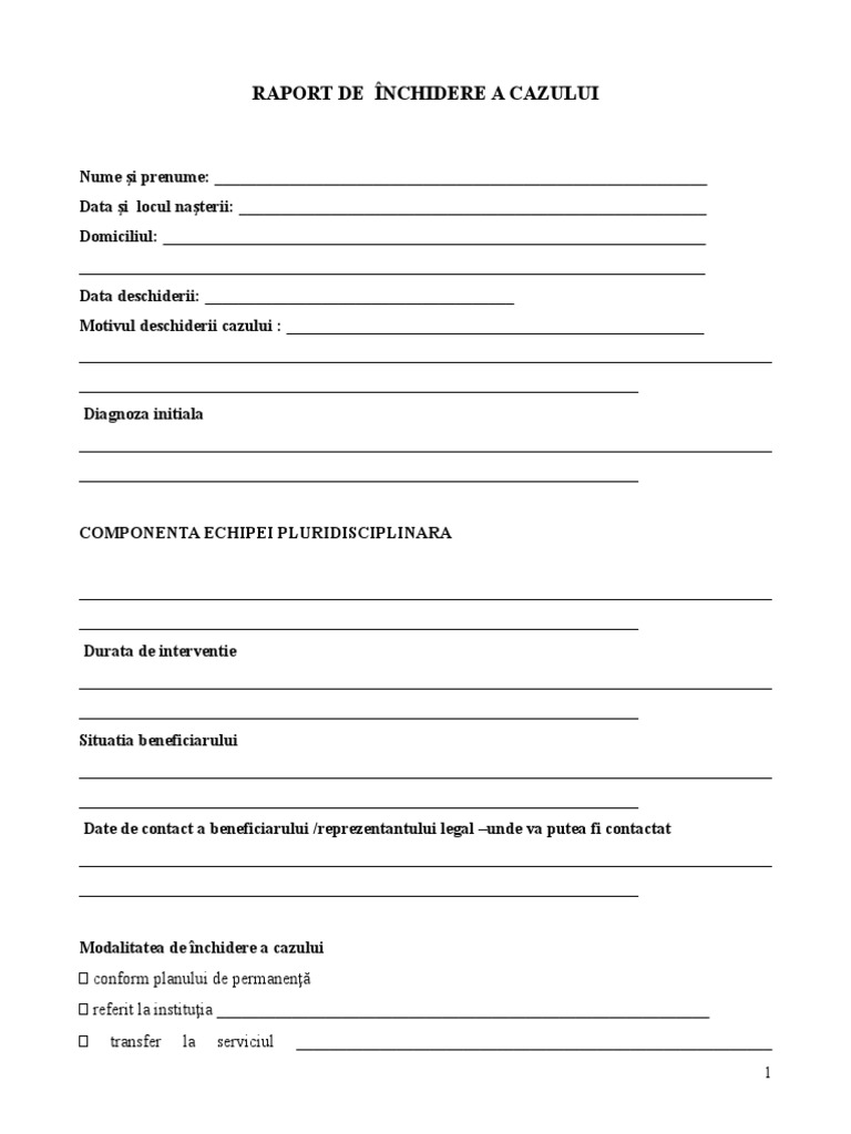 Raport de Inchidere Caz | PDF