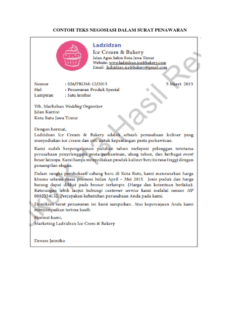 Contoh Teks Negosiasi Dalam Surat Penawaran | PDF