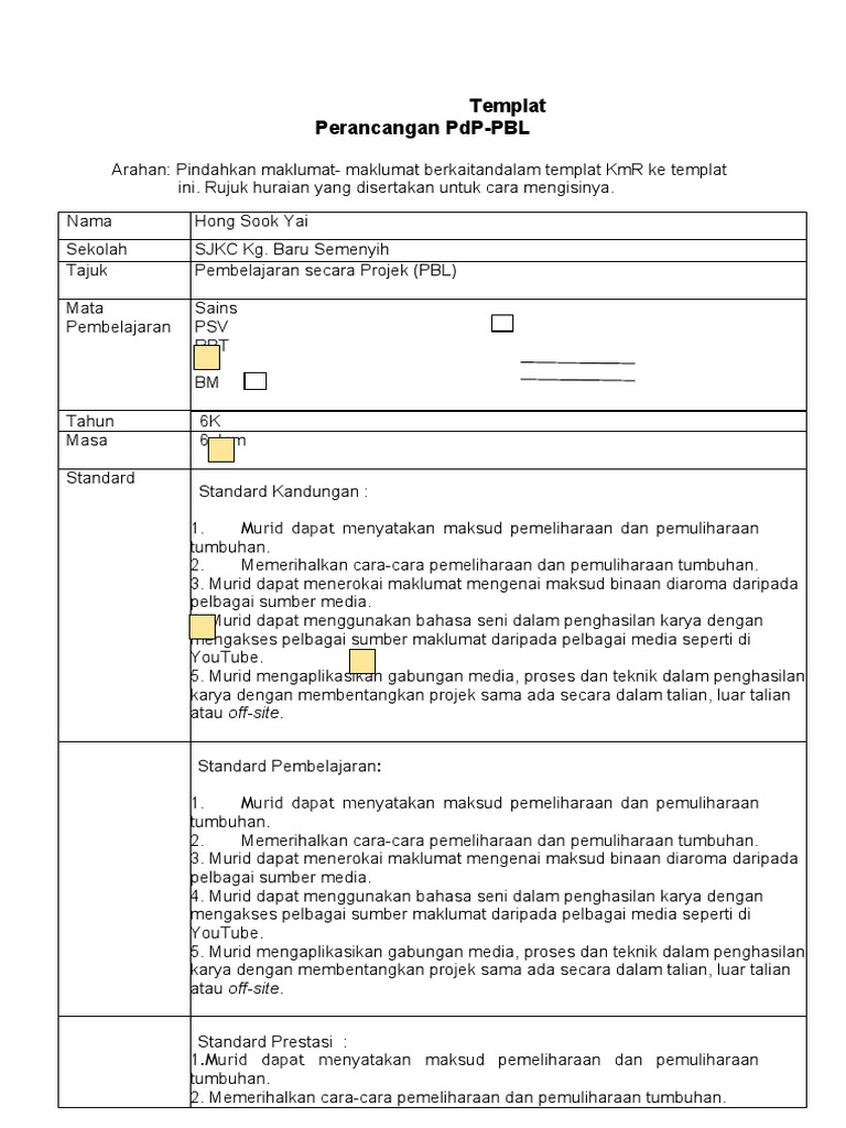 Templet PDP PBL | PDF | Karier & Perkembangan | Seni