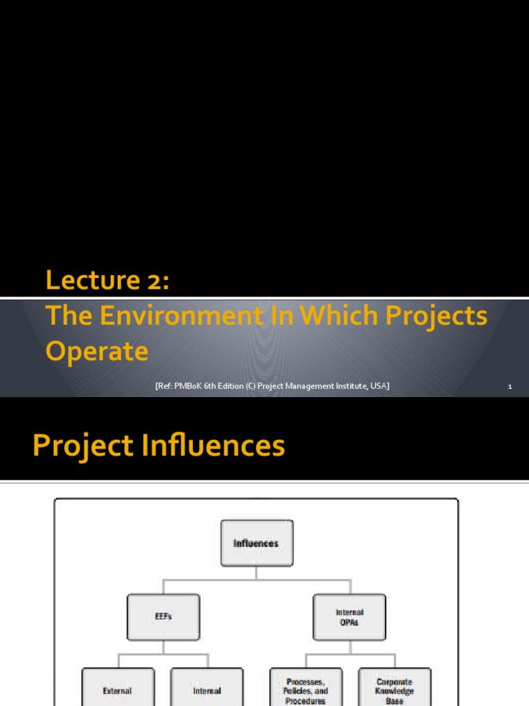The Environment in Which Projects Operate: (Ref: Pmbok 6Th Edition (C ...