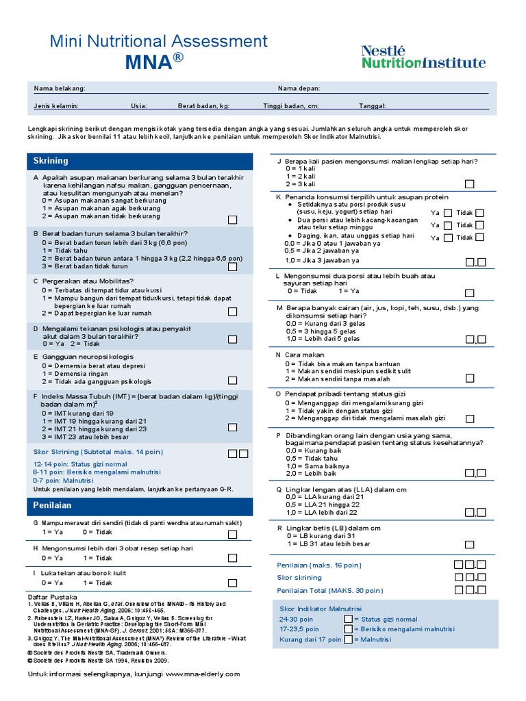 MNA - Indonesian Skrining Nutrisi | PDF