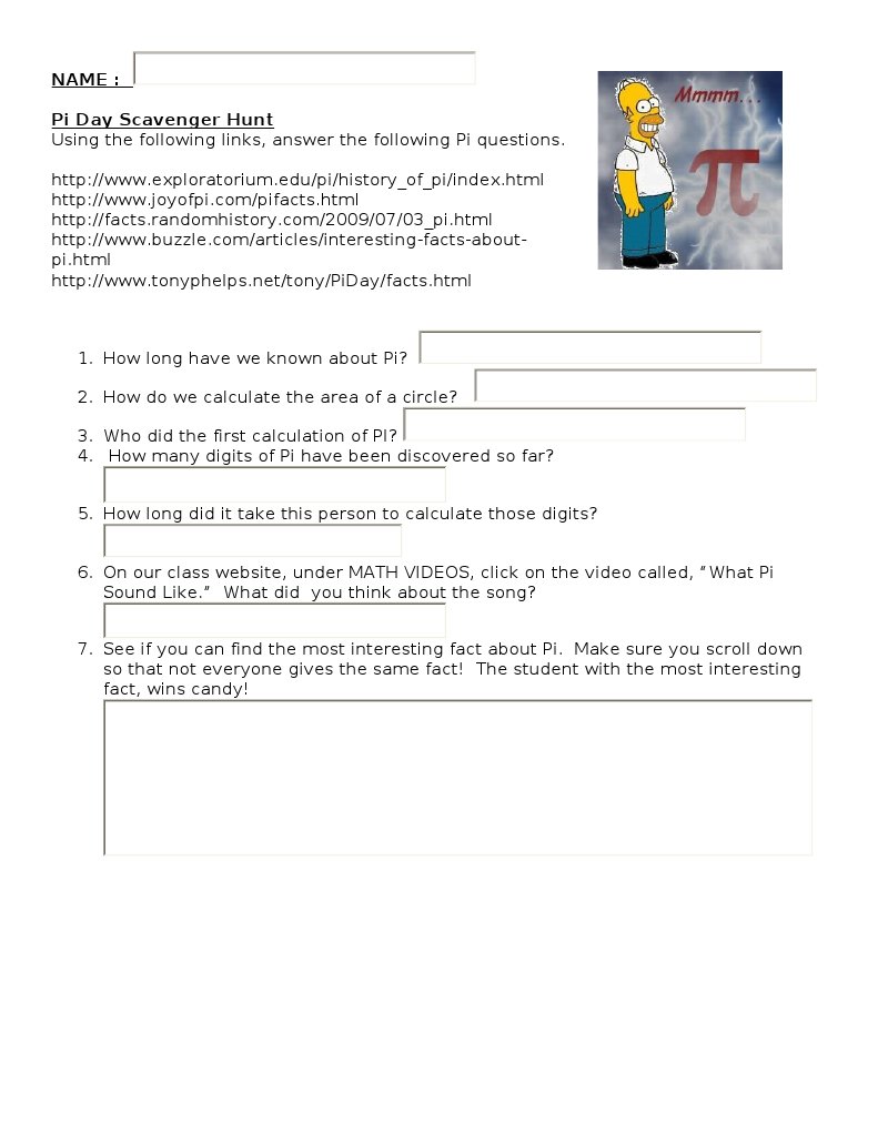 Pi Day Scavenger Hunt Guide | PDF | Pi | Teaching Mathematics