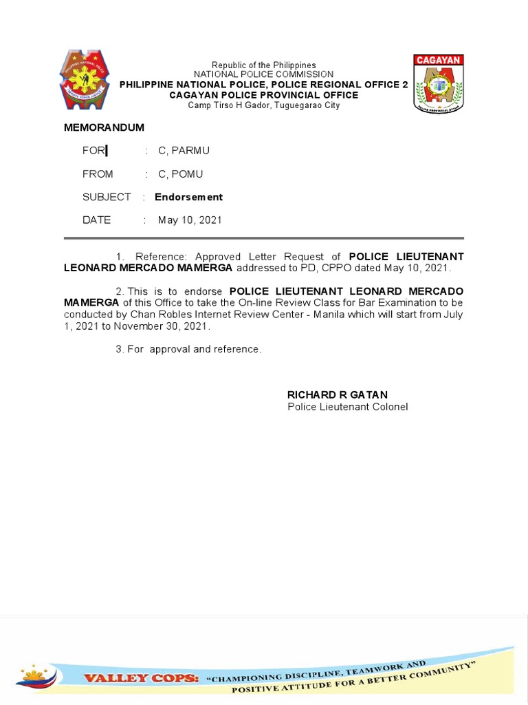 Memorandum: Philippine National Police, Police Regional Office 2 ...