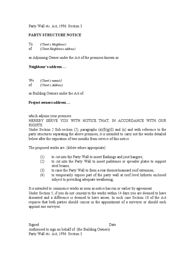 Party Wall Letter | PDF