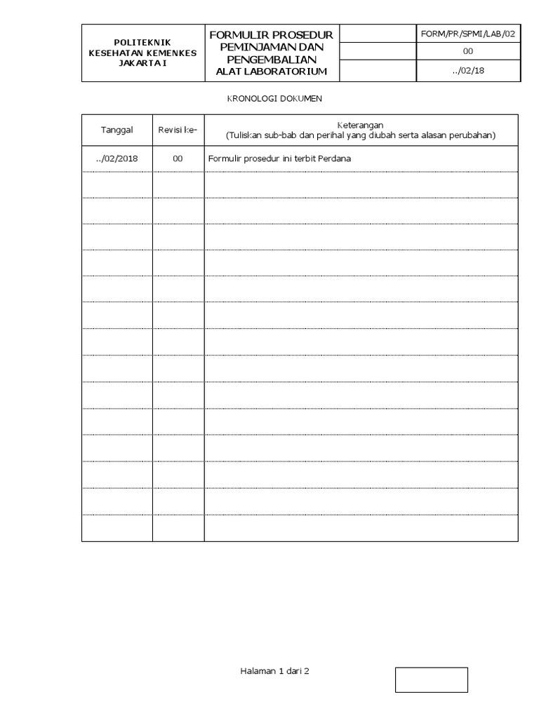 Form. Pr. Peminjaman & Pengembalian Alat Lab | PDF