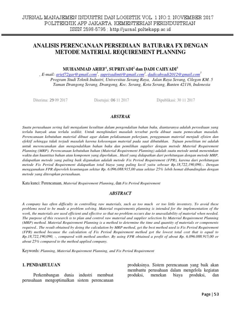 Jurnal MRP Reza Suandi | PDF