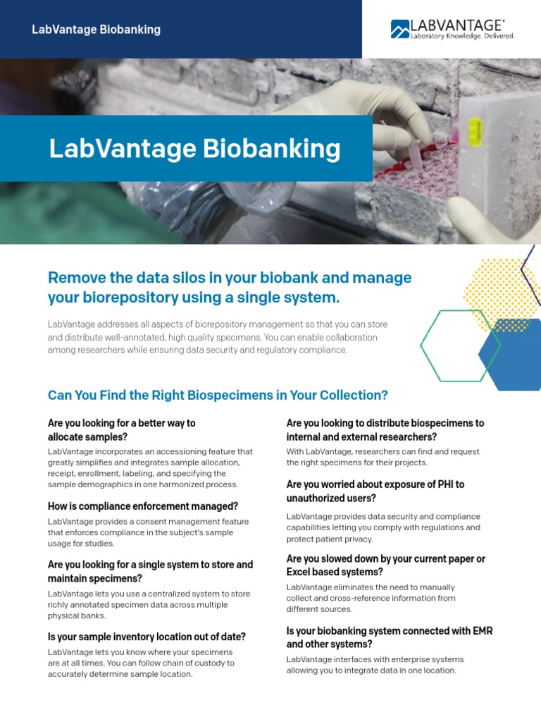 Labvantage Biobanking: Remove The Data Silos in Your Biobank and Manage ...