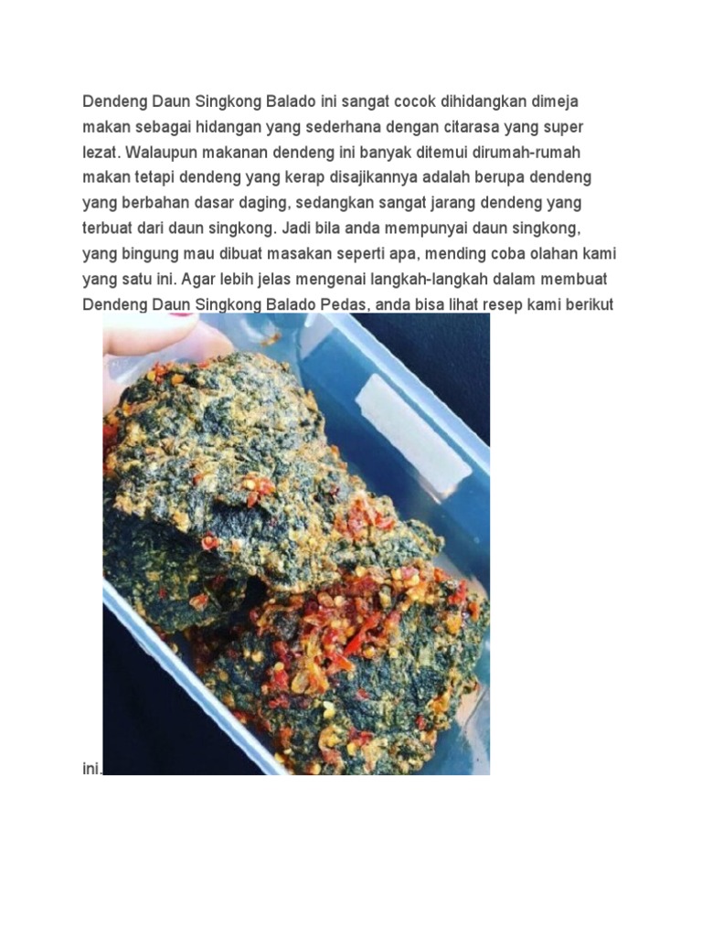 Dendeng Daun Singkong Balado | PDF