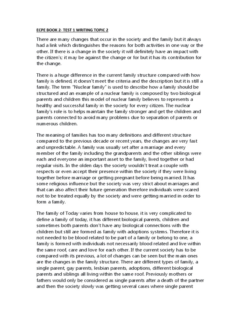 Ecpe Book 2 Test 1 Writing 2 | PDF | Parent | Relationships