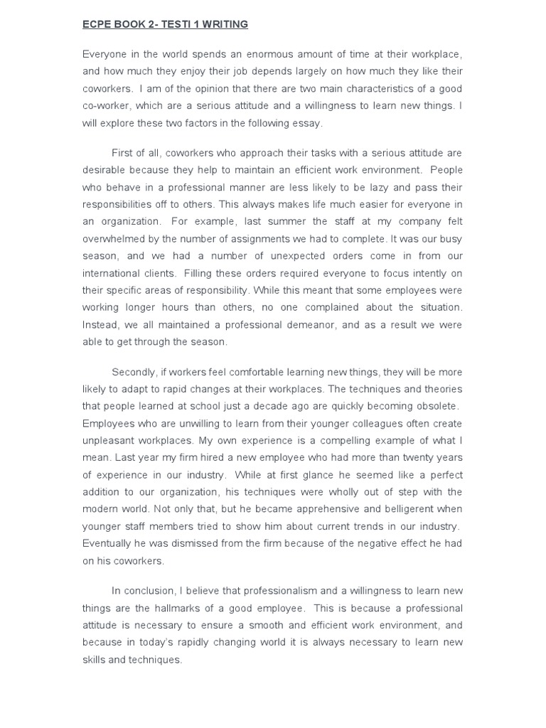 Ecpe Book 2 Test 1 Writing | PDF | Human Nature | Psychology