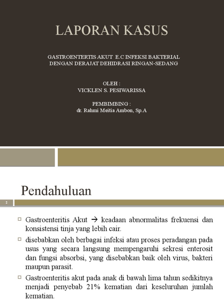 Gea Ec Bacterial Infection-Dehidrasi Ringan Sedang (Lapkas) | PDF