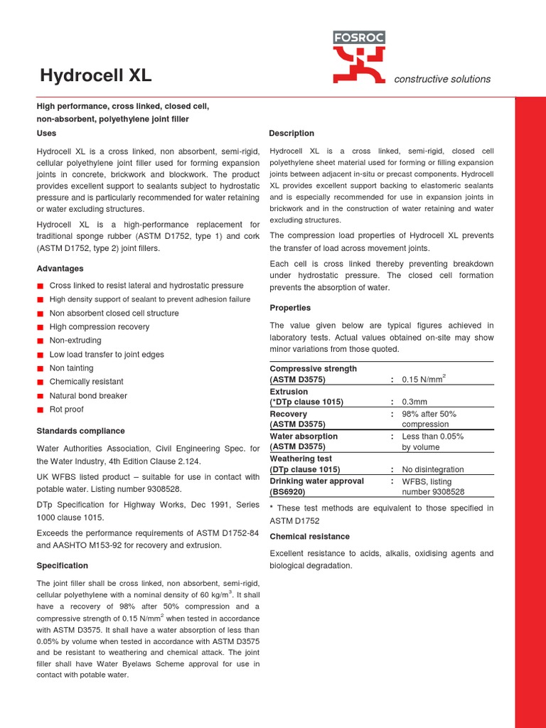 Hydrocell XL: Constructive Solutions | PDF | Polyethylene | Water