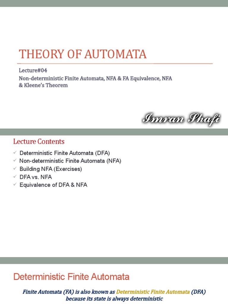 Theory Of Automata Lecture 04 Non Deterministic Finite Automata Nfa
