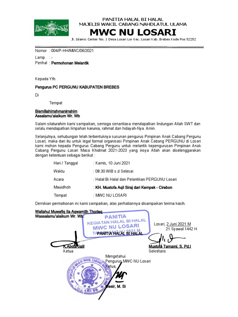 Melantik Dan Undangan KBH | PDF