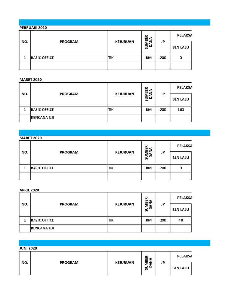 Contoh Jadwal BLKK | PDF
