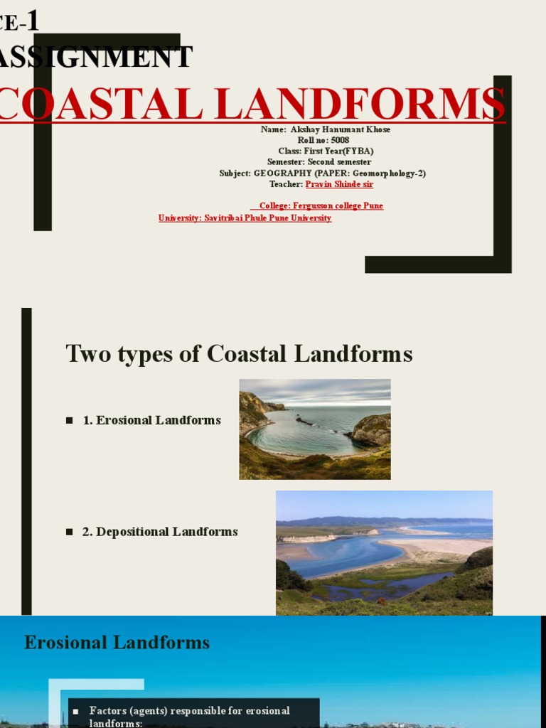 Types of Coastal Landforms Explained | PDF | Erosion | Coast