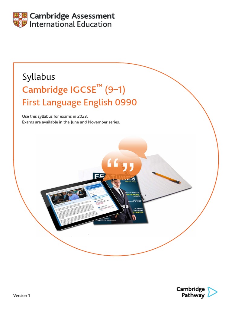 Syllabus: Cambridge IGCSE (9-1) First Language English 0990 | PDF ...