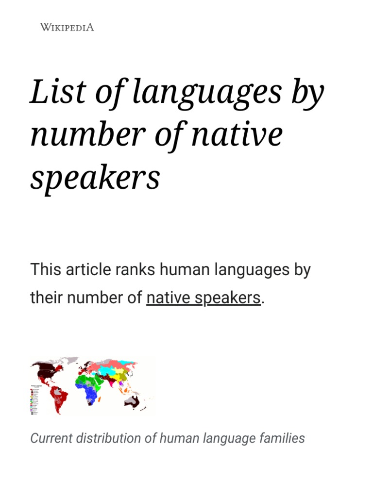 Top Languages by Native Speakers | PDF | Sociolinguistics | Language ...
