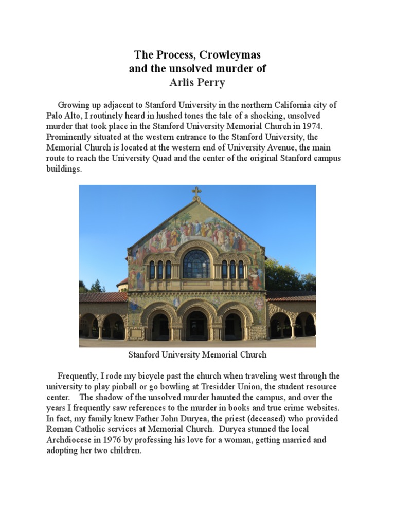 The Unsolved Murder of Arlis Perry at Stanford Memorial Church | PDF ...