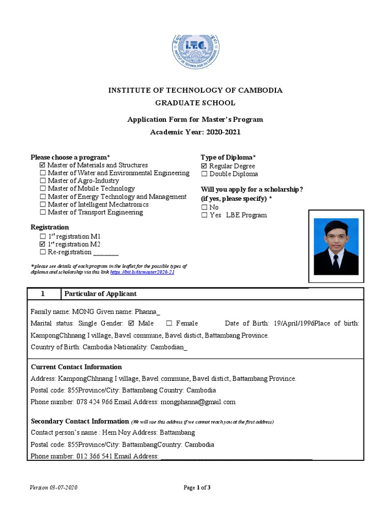2020 Application Form Master ITC | PDF | Diploma | Academic Degree