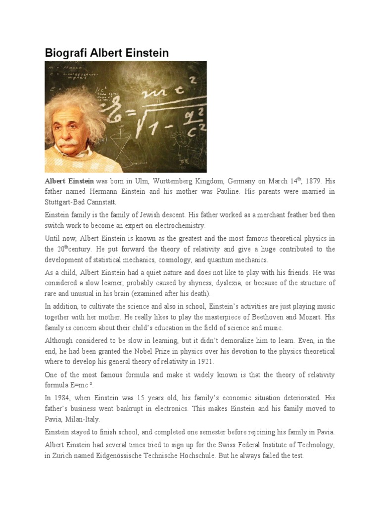 Biografi Albert Einstein | PDF | Albert Einstein | Physics