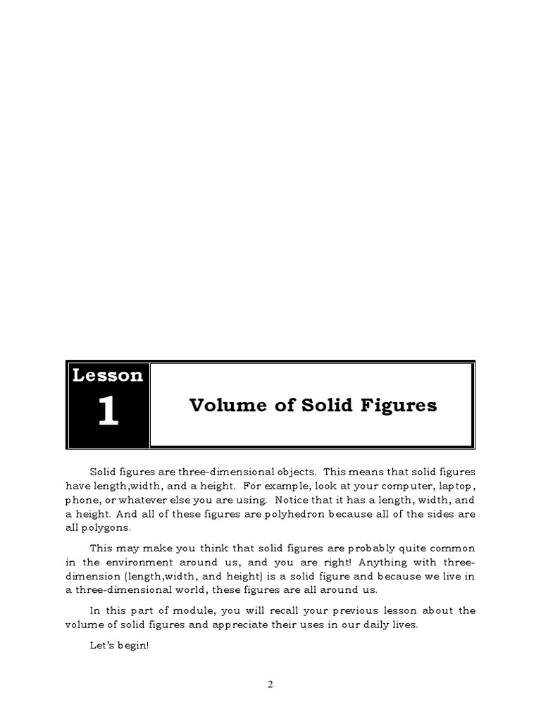 Math - 6 Module - Q4 - M1 | PDF | Volume | Area