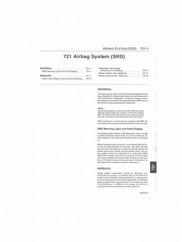 Airbag System (SRS) | PDF | Airbag | Steering