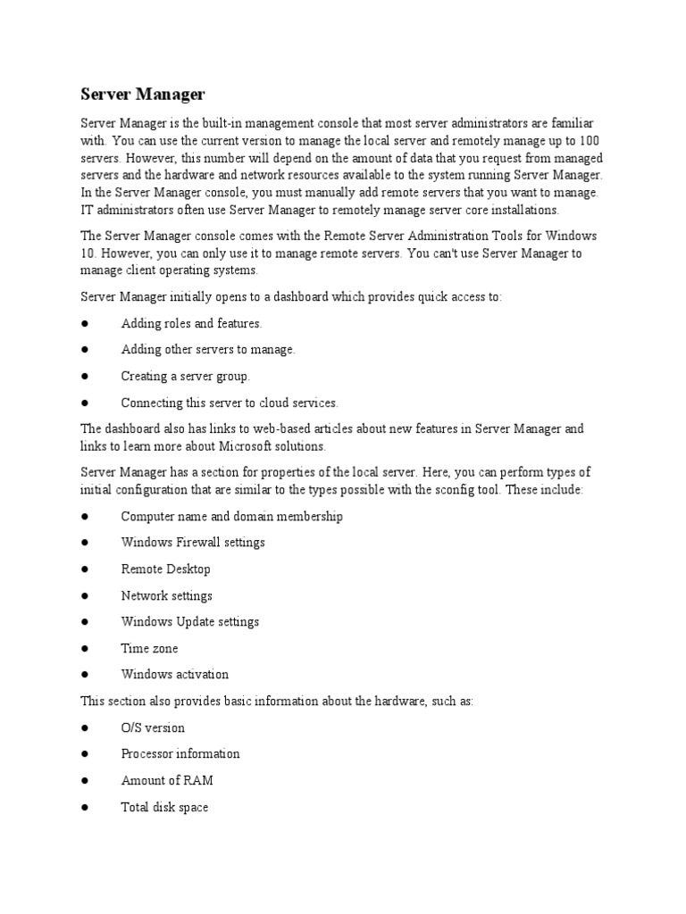 Server Manager | Download Free PDF | Server (Computing) | Remote ...