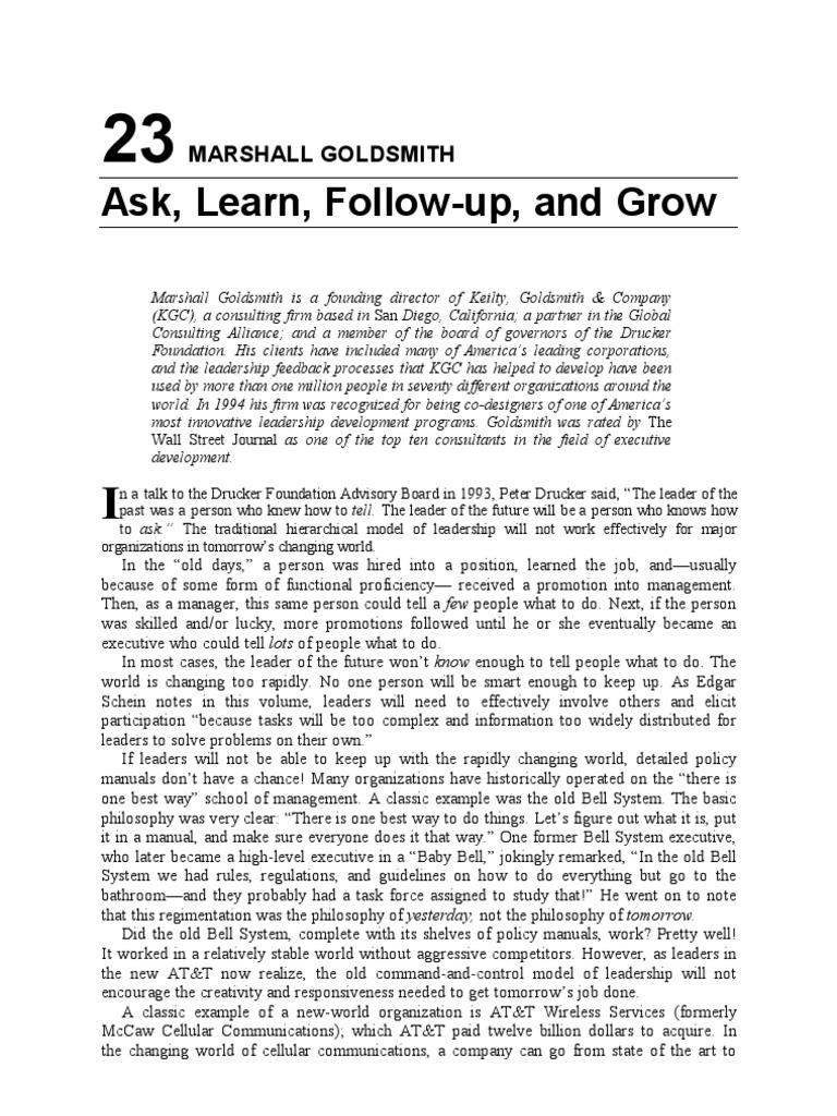 Ask, Learn, Follow-Up, and Grow | PDF | Leadership | Information