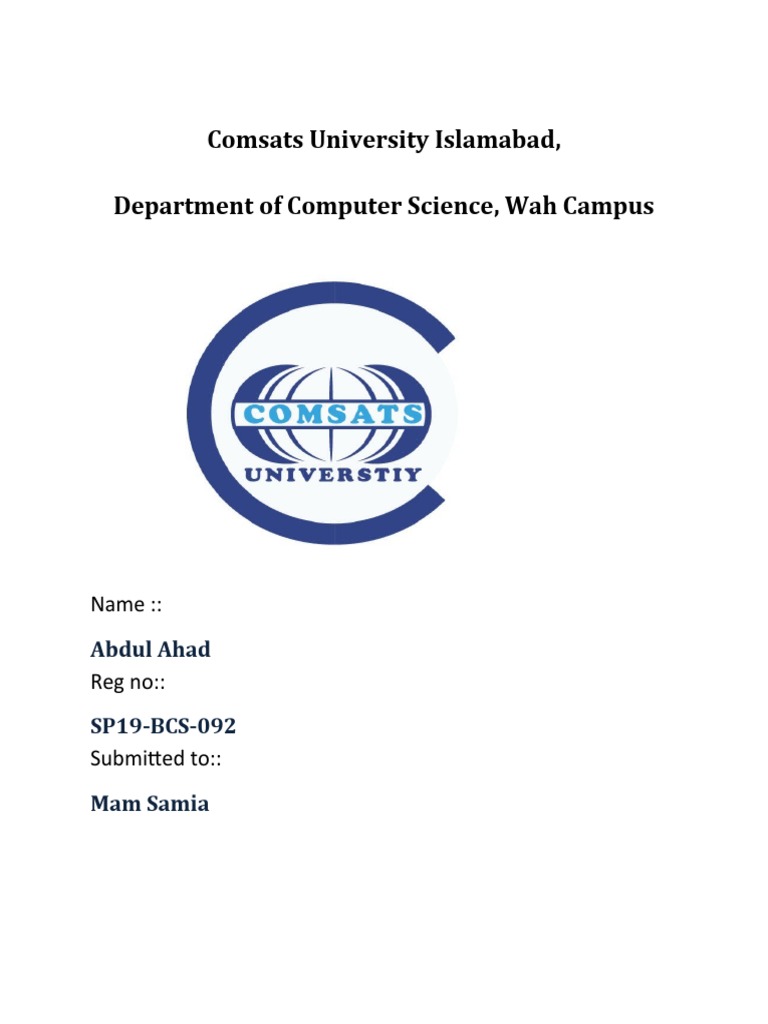 Comsats University Islamabad, Department of Computer Science, Wah Campus | PDF | Software ...