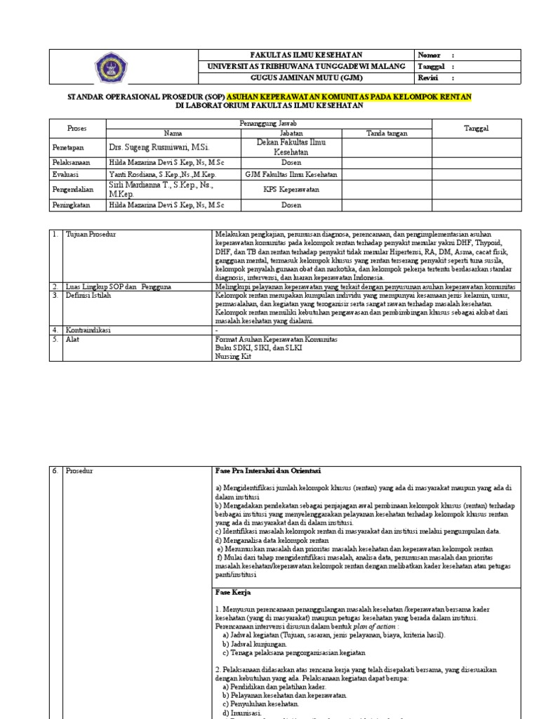 SOP Asuhan Keperawatan Komunitas | PDF | Pengembangan Diri | Sains & Matematika