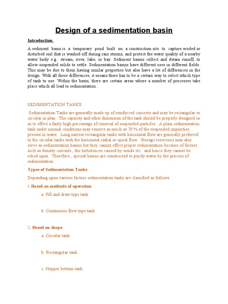 Sedimentation Basin Design Guide | PDF | Environmental Issues With ...