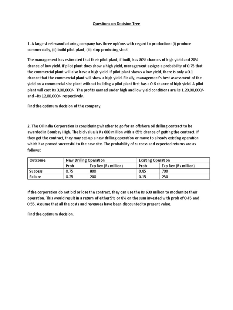 Questions On Decision Tree | PDF