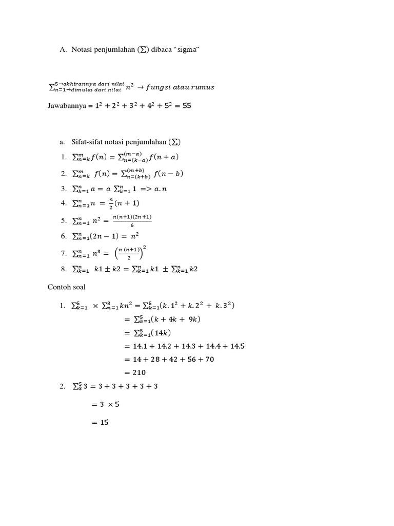 Notasi Penjumlahan Sigma Dan Perkalian Produk | PDF | Teaching Methods ...