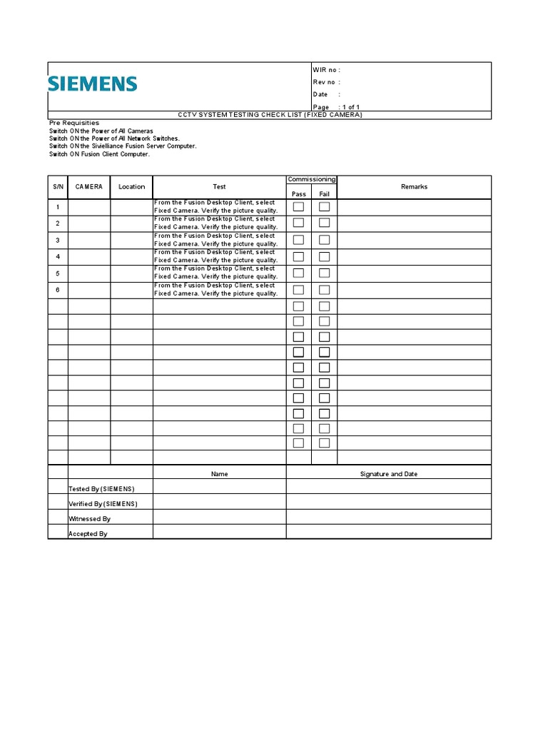 CCTV Testing Checklists - 1-2 | PDF | Client (Computing) | Computer ...
