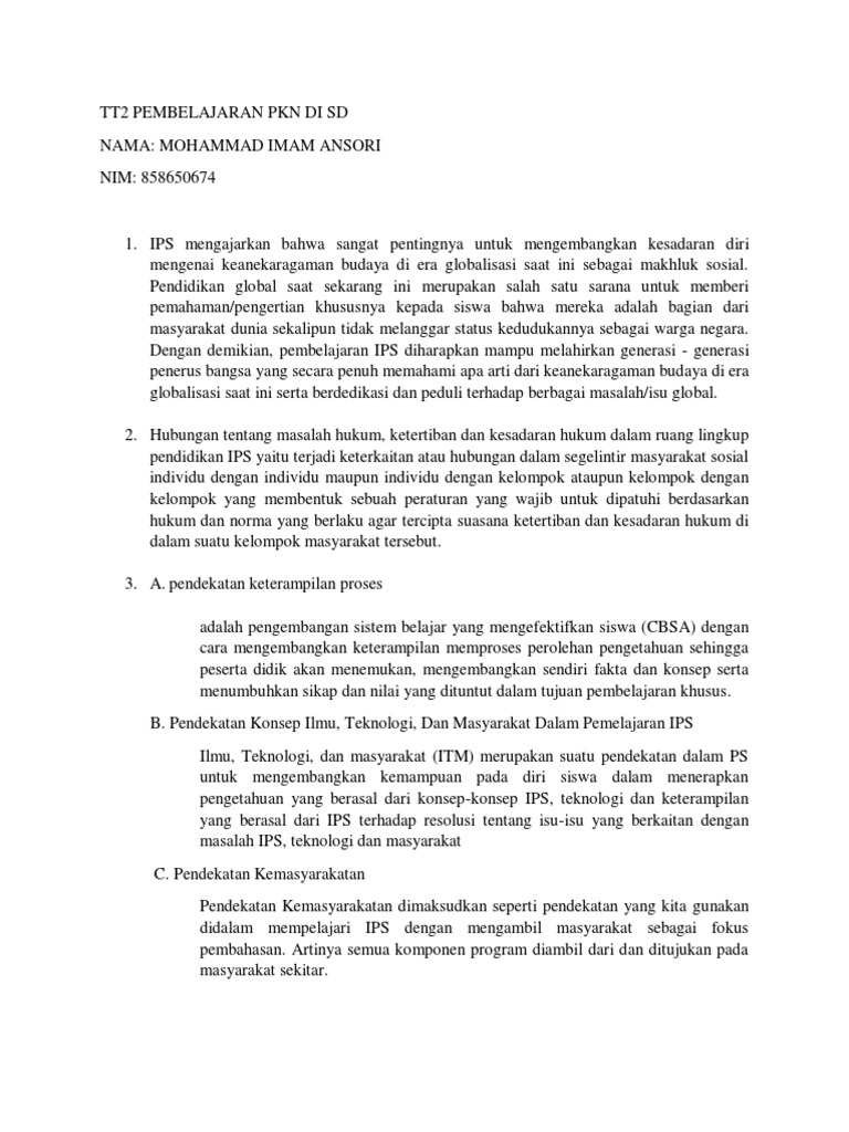 TT2 Pembelajaran PKN Di SD | PDF | Karier & Perkembangan | Sains & Matematika
