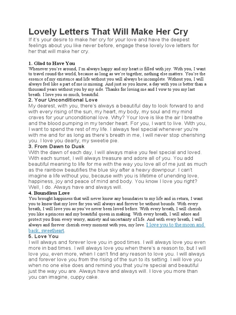 Lovely Letters That Will Make Her Cry: 1. Glad To Have You | PDF ...