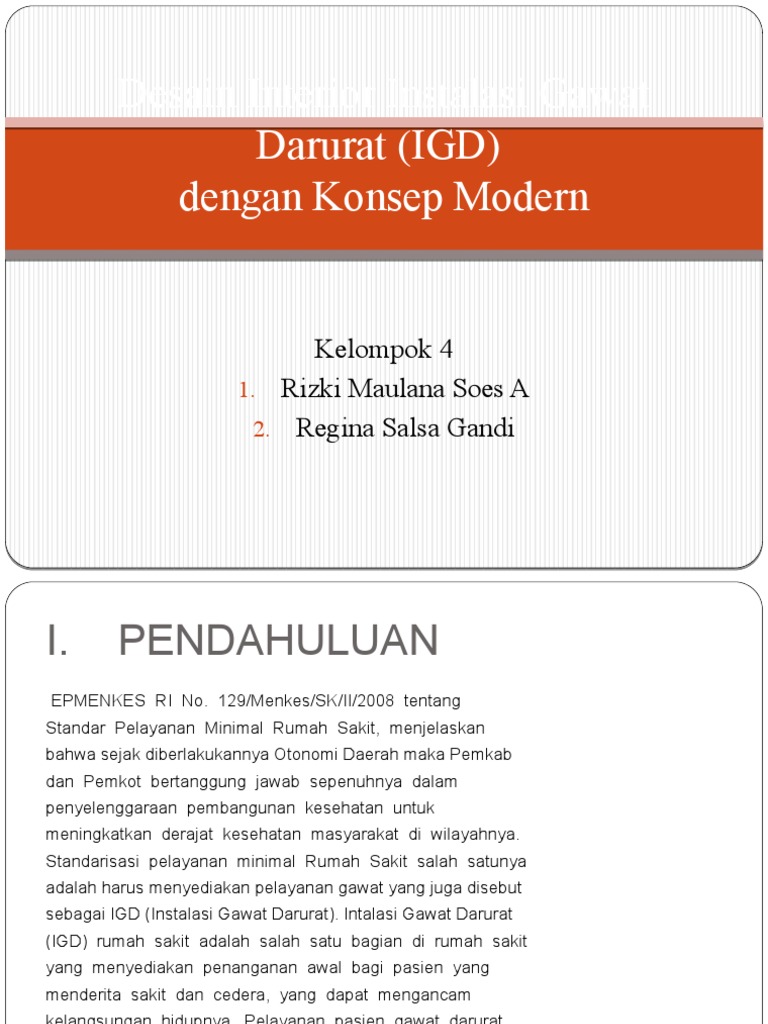 Desain Interior Instalasi Gawat Darurat (IGD) | PDF