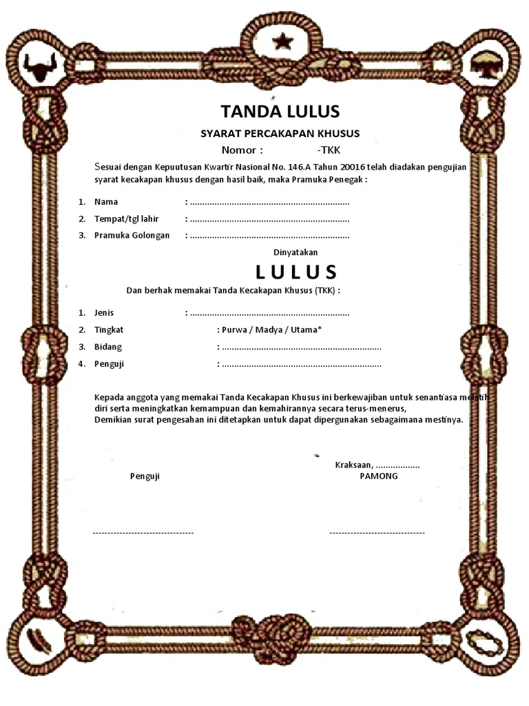 Surat Tanda Lulus TKK SBH | PDF