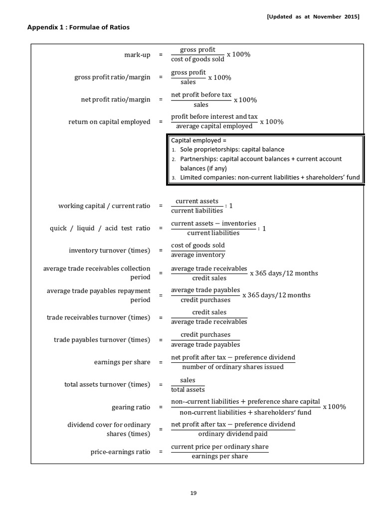 HKEAA Formula of Financial Ratios | PDF | Net Income | Dividend
