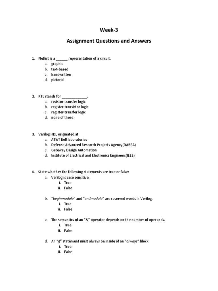 Week 3 Assignment | PDF | Logic Gate | Electronic Design