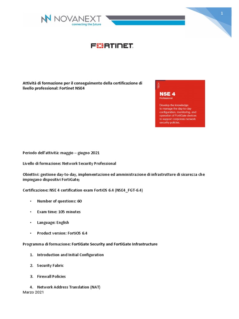 Programma Formazione e Certificazione Fortinet PDF | PDF