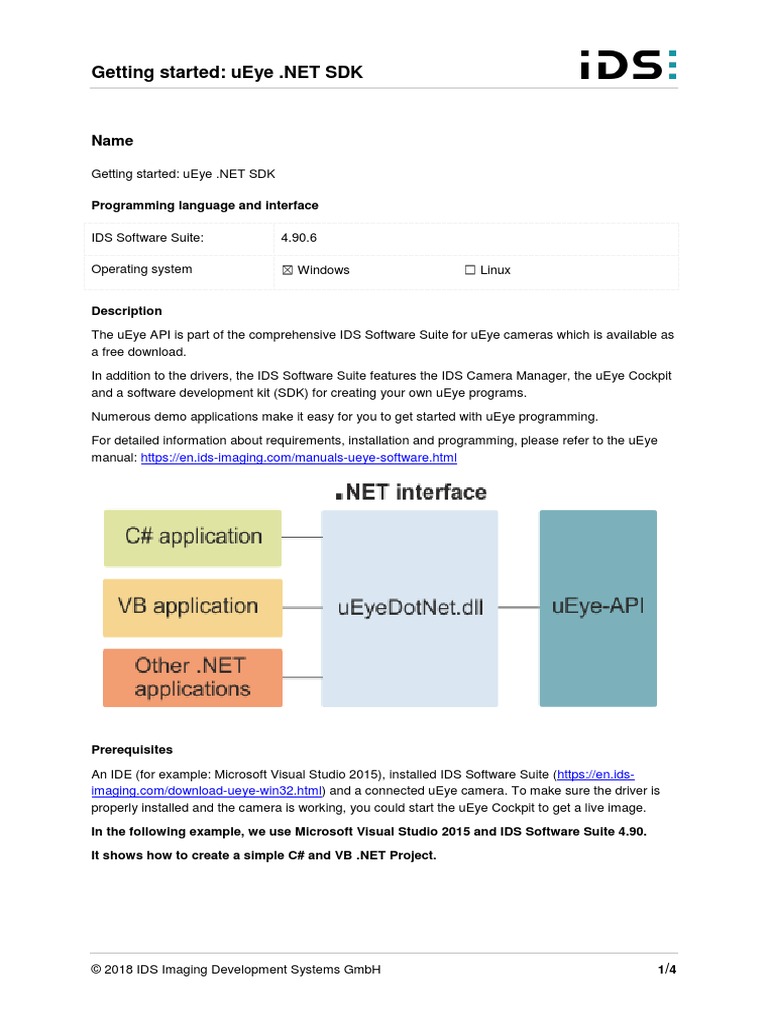 CSharp - Getting Started Ueye SDK | PDF | Microsoft Visual Studio | Computer Science
