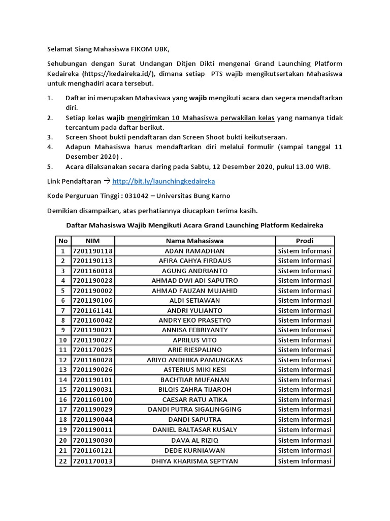 Acara Grand Launching Platform Kedaireka | PDF | Komputer