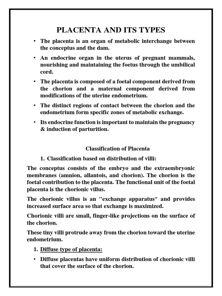 Placenta and Its Types | PDF | Placenta | Uterus