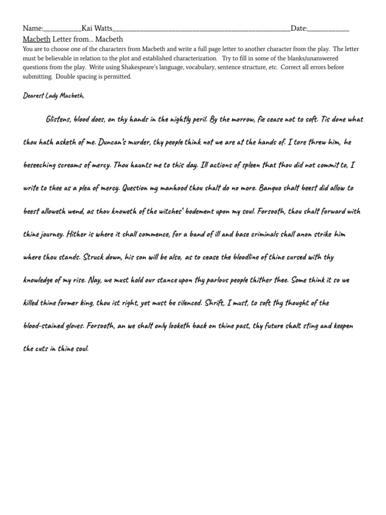 Macbeth Letter From | PDF