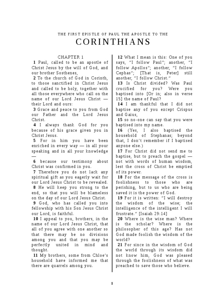 Corinthians: The First Epistle of Paul The Apostle To The | PDF | Saint ...