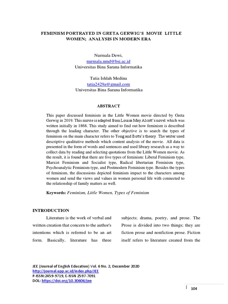 Feminism in Gerwig's Little Women Analysis | PDF | Feminism | Gender ...