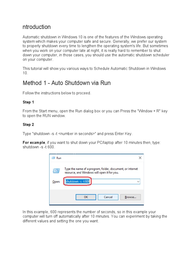 Automatic Shutdown in Windows 10 | PDF | Computing Platforms | Software
